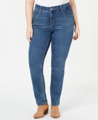 Lee Platinum Plus Size Gwen Slimming Straight-Leg Jeans - Macy's