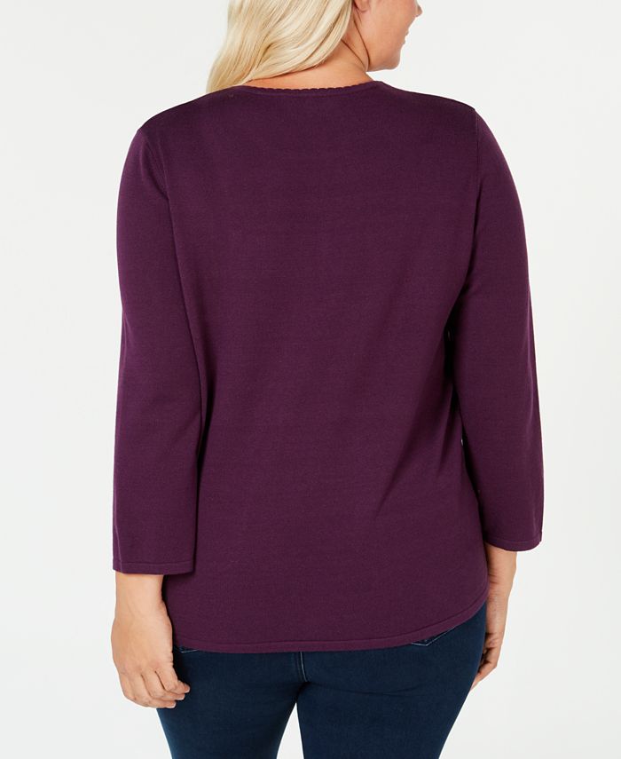 Alfred Dunner Plus Size Classics Embellished Sweater - Macy's