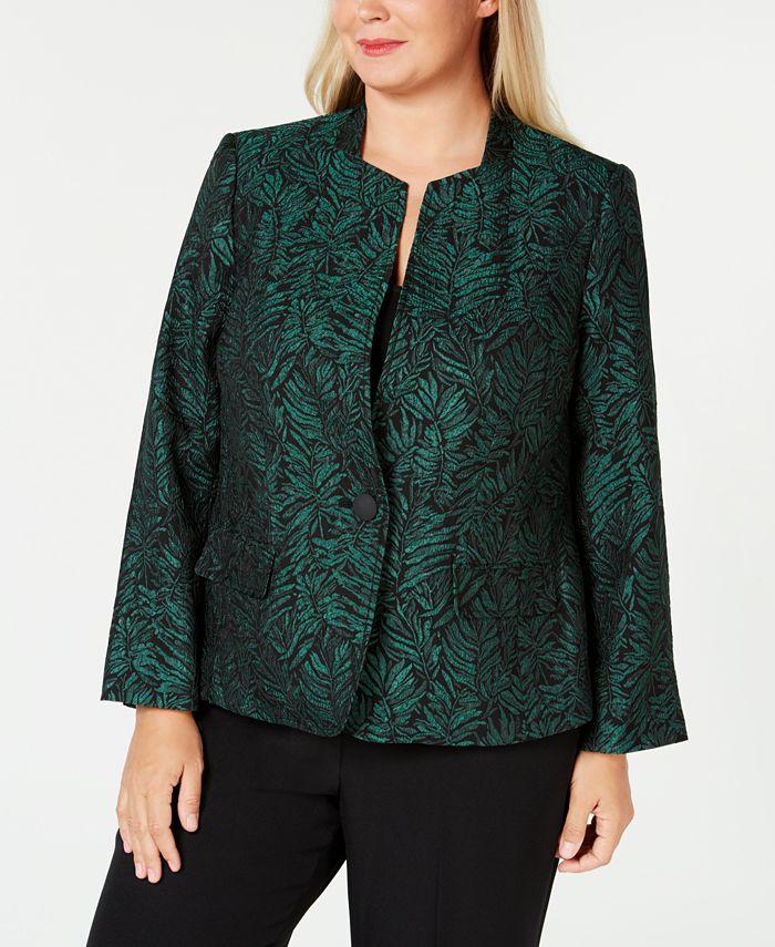 Kasper Plus Size One Button Jacquard Jacket Macys