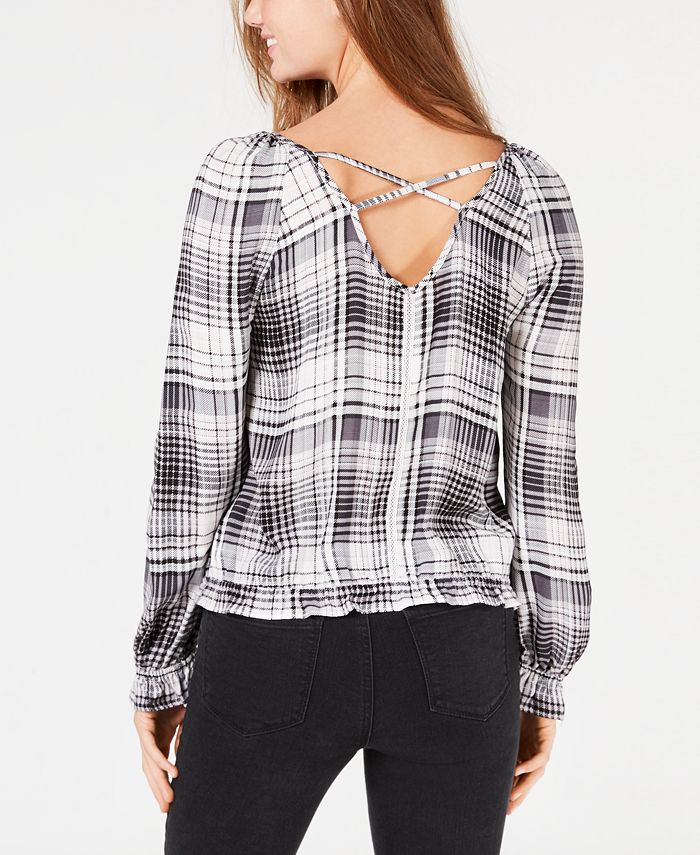 American Rag Juniors' Plaid Crisscross Peasant Top, Created for Macy's ...