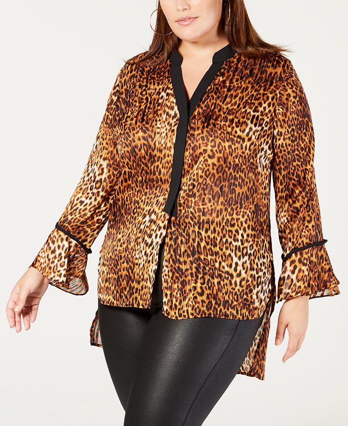 NY Collection Plus & Petite Plus Size Printed High-Low Top - Macy's