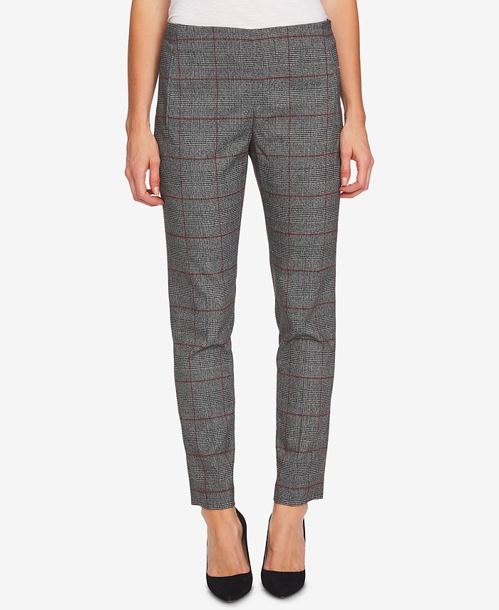 CeCe Plaid Straight-Leg Pants - Macy's