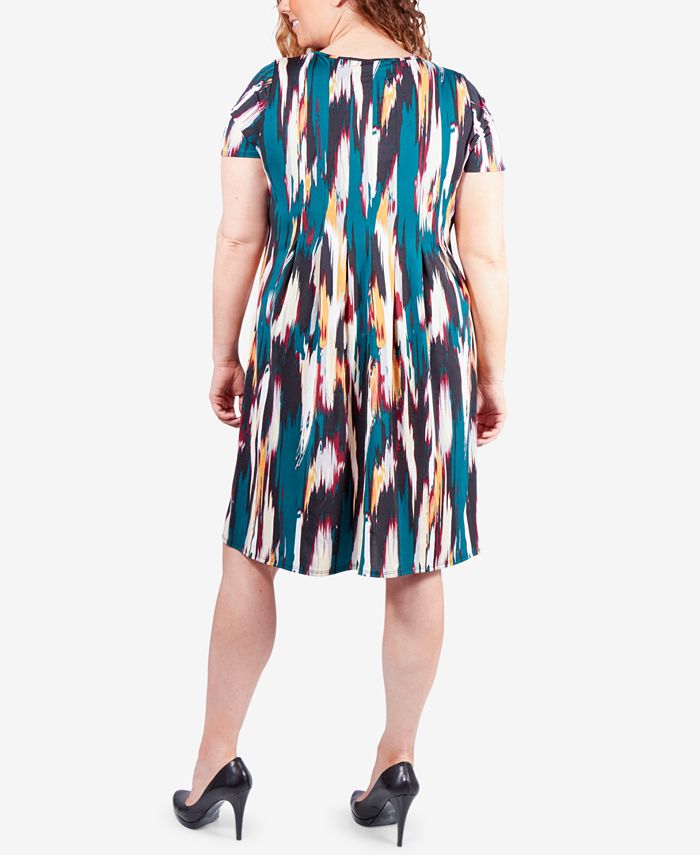 NY Collection Plus Size Printed Fit & Flare Dress - Macy's