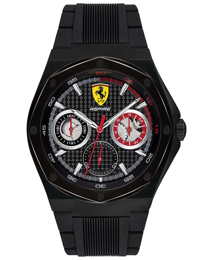 Ferrari Men's Aspire Black Silicone Strap Watch 42mm - Macy's