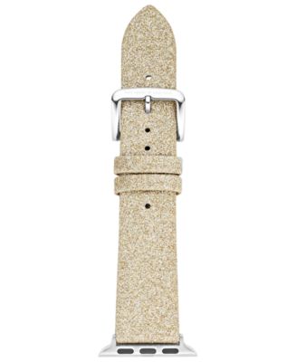kate spade new york Women's Gold-Tone Glitter Leather Apple Watch ...