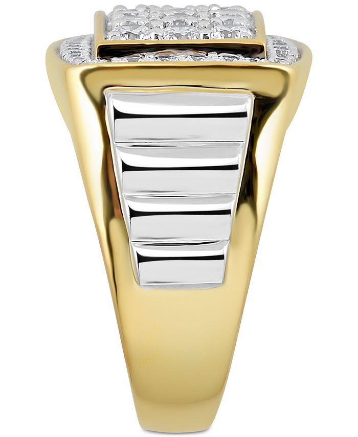 Macy's Diamond Two-Tone Men's Cluster Ring (2 ct. t.w.) in 10k Gold ...
