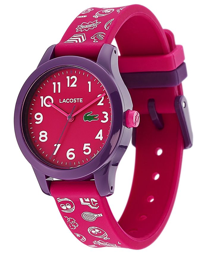 Lacoste Kids 12.12 Pink Silicone Strap Watch 32mm - Macy's