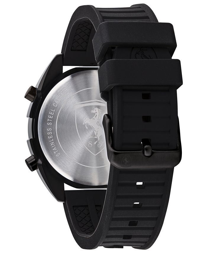 Ferrari Men's Analog-Digital Forza Black Silicone Strap Watch 45mm - Macy's