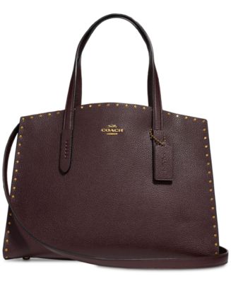 COACH Border Rivets Charlie Carryall in Pebble Leather - Macy's