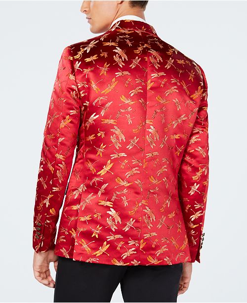 Tallia Men's Slim-Fit Red Dragonfly Jacquard Dinner Jacket & Reviews ...
