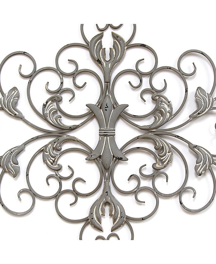 Stratton Home Décor Stratton Home Decor Distressed Grey Scroll Wall ...