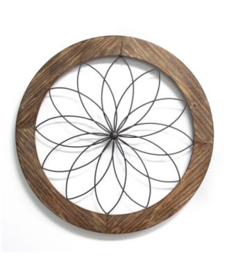 Stratton Home Decor Round Wood and Metal Medallion Wall Decor - Macy's
