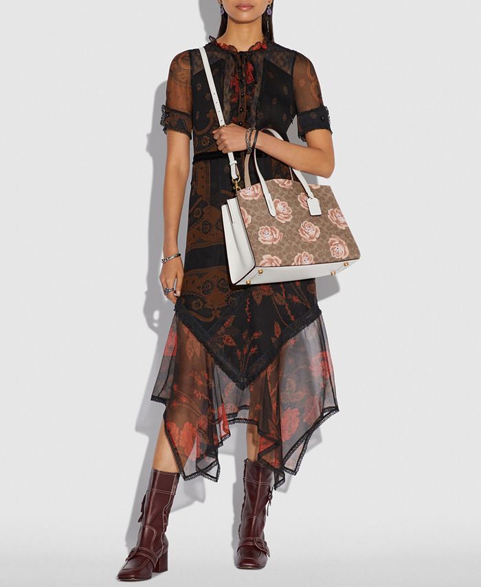 COACH Coated Canvas Signature Rose-Print Charlie Carryall - Macy's