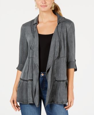 Style & Co Tiered Roll-Tab Sleeve Jacket, Created for Macy's - Macy's