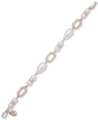 Ivanka Trump Gold-Tone Imitation Pearl & Cluster Link Bracelet - Macy's