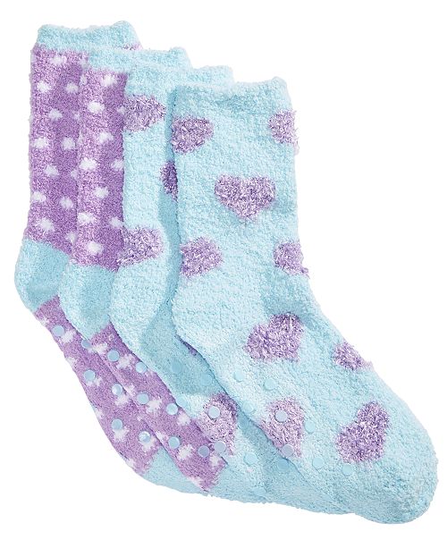 Planet Sox Cozy Socks Little & Big Girls 2-Pk. Printed Gripper Crew ...