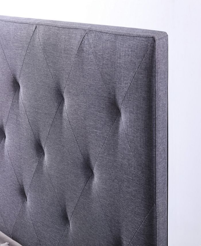 Hodedah Full-Size Upholstered Tufted Rectangular Headboard in Grey - Macy's