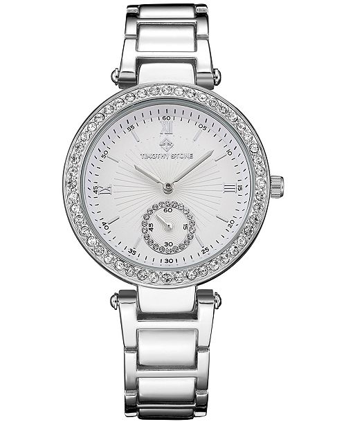 Timothy Stone Women's 'Elle' Classic Crystal Accented Bracelet Watch ...