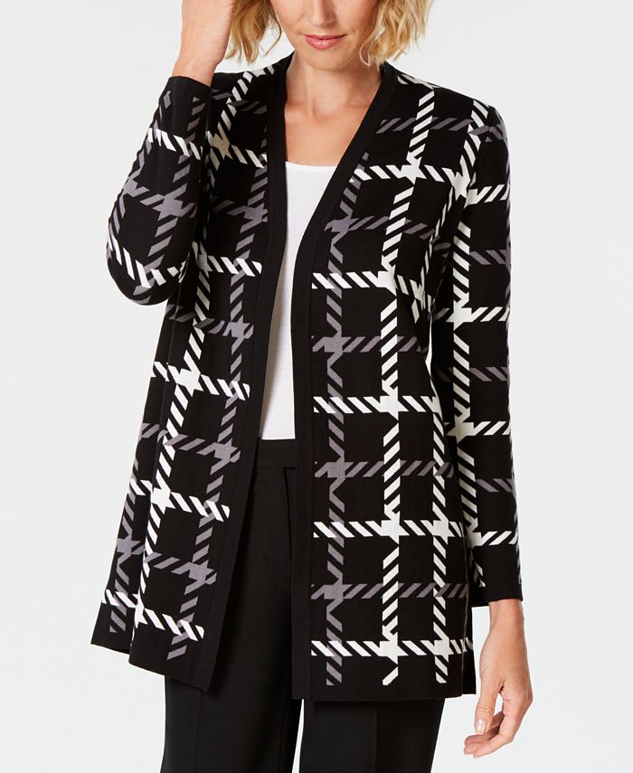 Kasper Houndstooth Open-Front Topper - Macy's