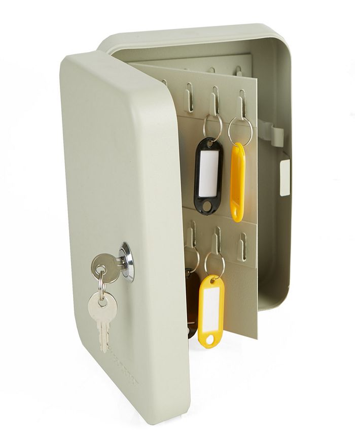 Mind Reader Secure Steel Key Box with Lock and Hooks, Gray - Macy's