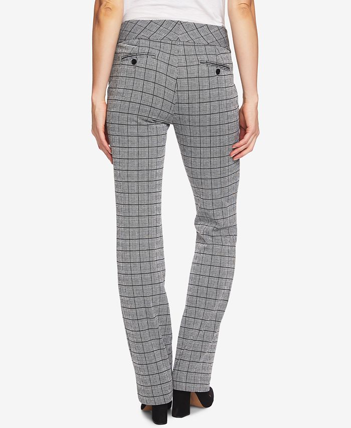 CeCe Extend-Tab Plaid Bootcut Pants - Macy's