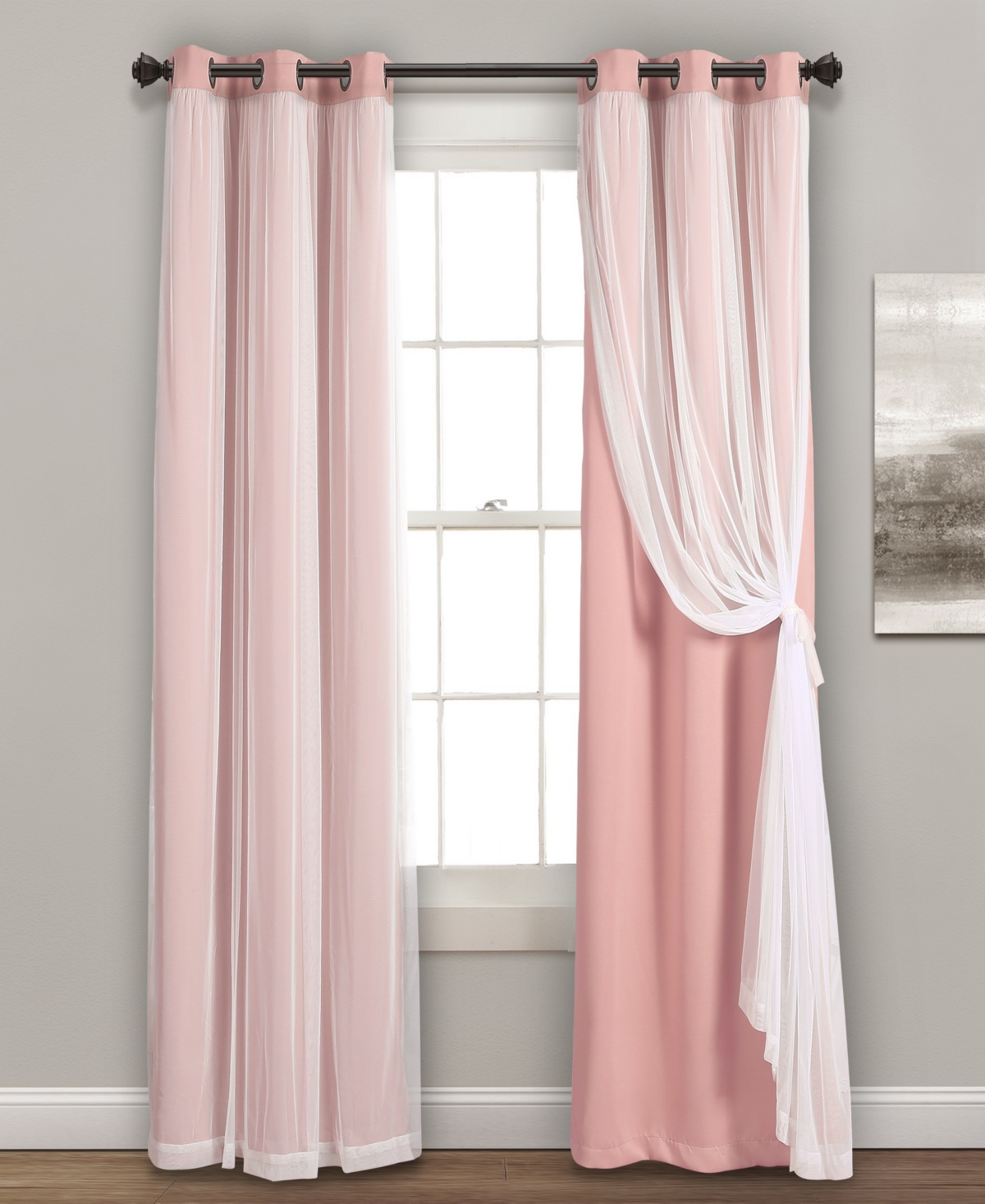 Click here for Solid and Sheer Layered 38 x 84 Blackout Curtain S... prices