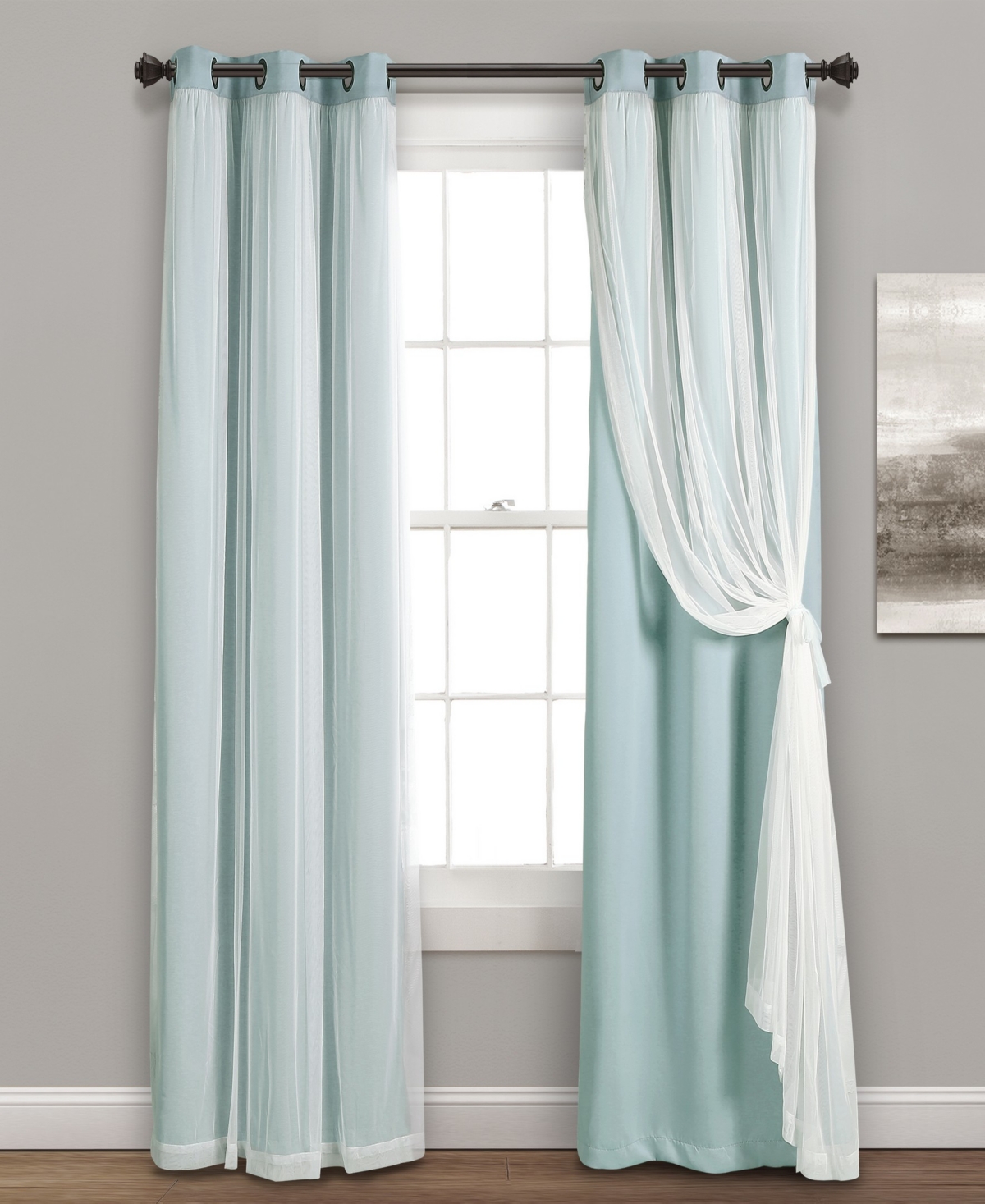 Click here for Solid and Sheer Layered 38 x 84 Blackout Curtain S... prices