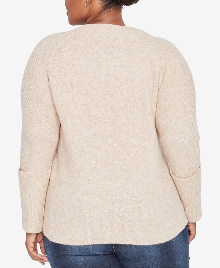 RACHEL Rachel Roy Trendy Plus Size Cable-Knit Sweater - Macy's