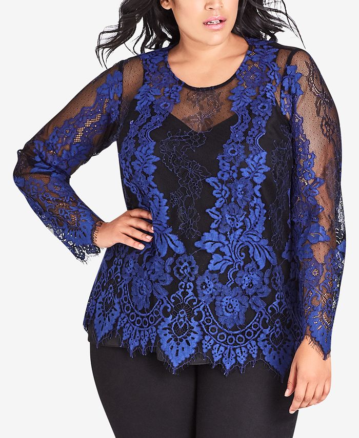 City Chic Trendy Plus Size Lace Top - Macy's
