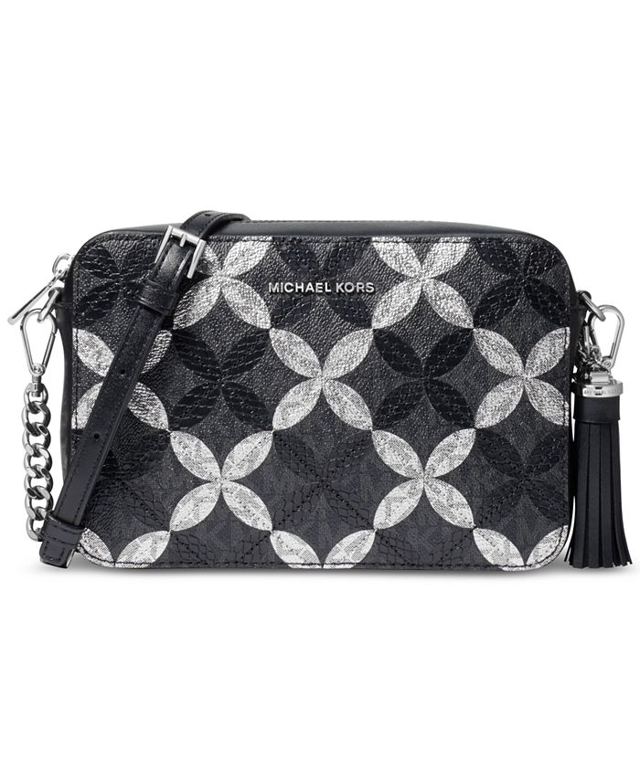Michael Kors Signature Floral Metallic Camera Bag - Macy's