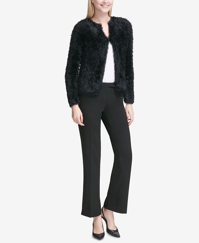 Calvin Klein Faux-Fur Cardigan Jacket - Macy's