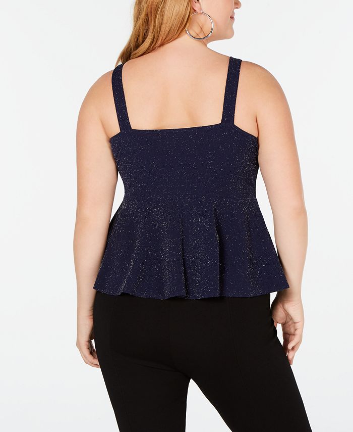 Soprano Trendy Plus Size Metallic Peplum Tank Top - Macy's