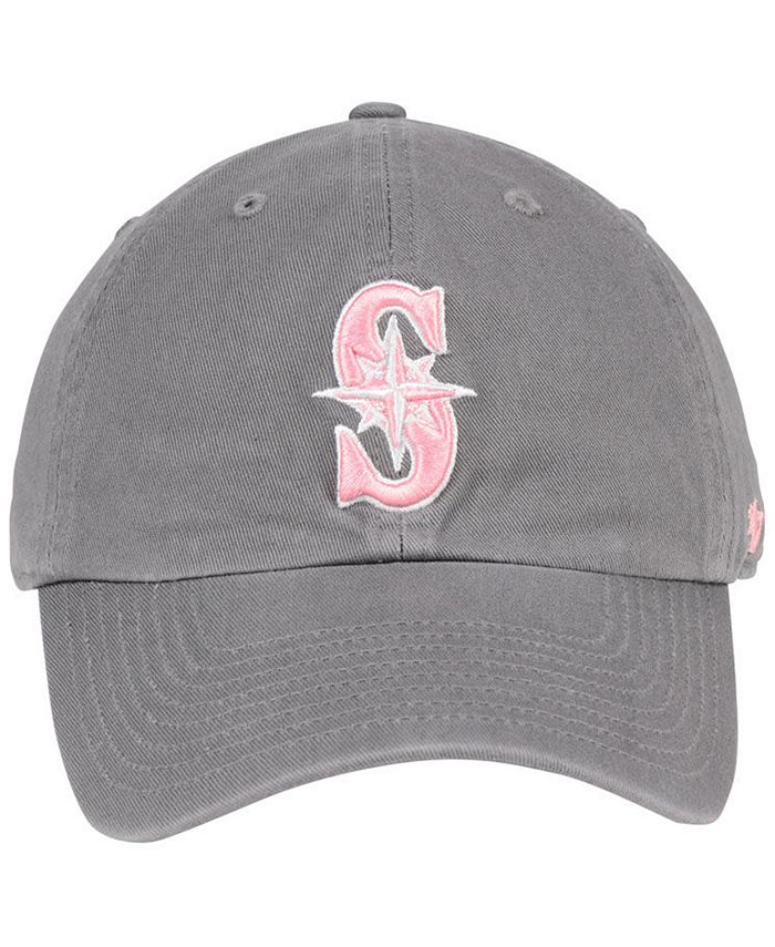 '47 Brand Seattle Mariners Dark Gray Pink CLEAN UP Strapback Cap - Macy's