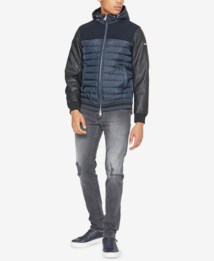 A|X Armani Exchange Men's Mixed-Media Puffer Jacket - Macy's