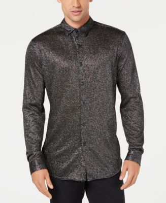 I.N.C. Men's Metallic-Knit Shirt, Created for Macy's - Macy's