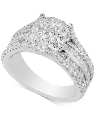 Macy's Diamond Cluster Composite Engagement Ring (2 ct. t.w.) in 14k ...