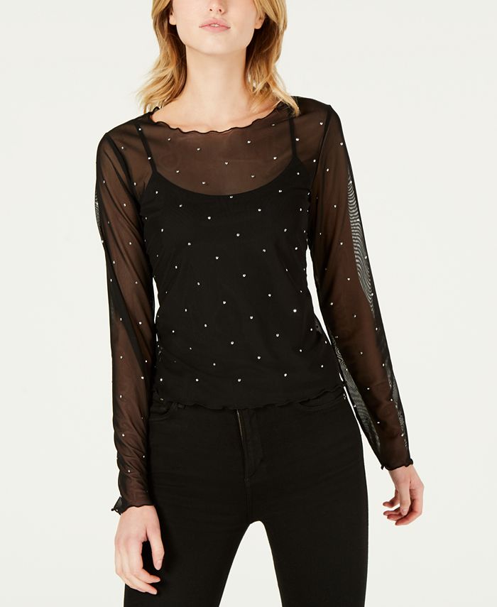 Bar III Studded Illusion Top, Created for Macy's - Macy's