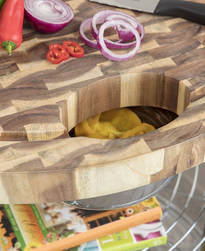 Seville Classics Rolling Solid Acacia Butcher Block Top Kitchen Island ...