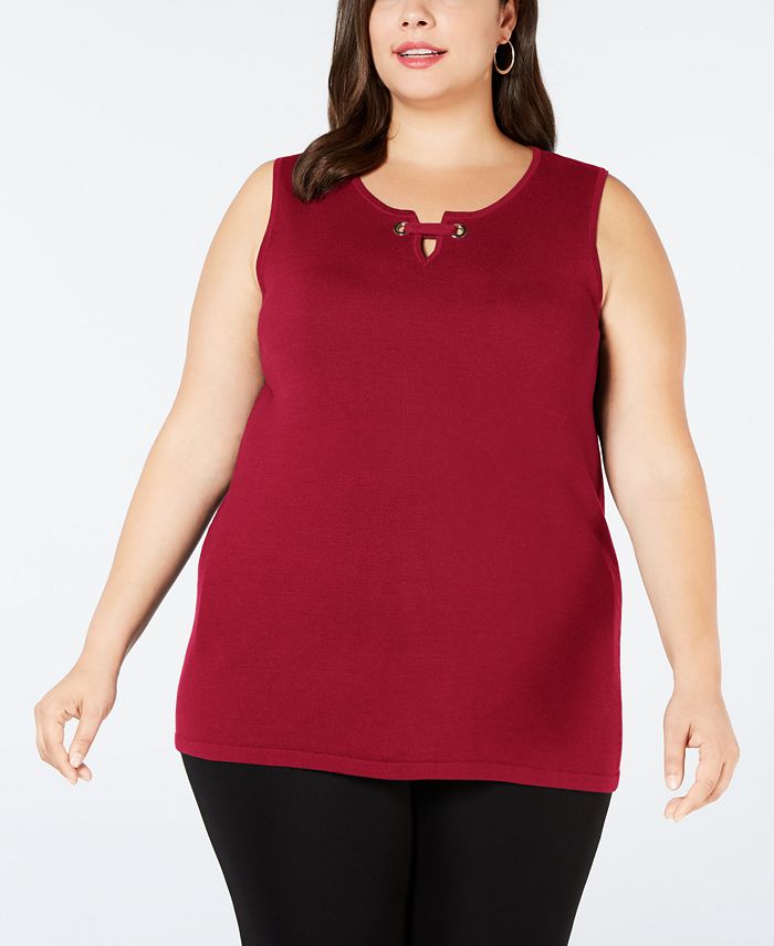 JM Collection Plus Size Sleeveless Grommet Shell, Created for Macy's ...