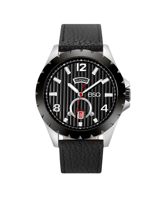 ESQ Men's Stainless Steel Watch, Black Dial, Day and Date Windows - Macy's