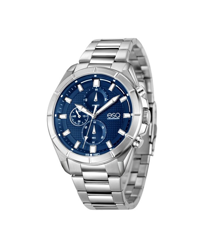 ESQ Men's Stainless Steel Chronograph Bracelet Watch with Blue Dial ...