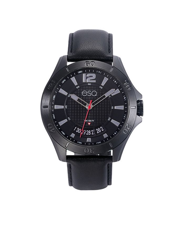 ESQ Men's Black IP Stainless Steel Watch with Black Dial and Date ...