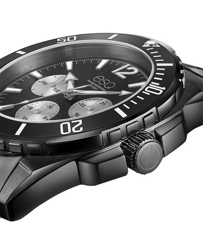 ESQ Men's Multi-Function Black IP Stainless Steel Bracelet Watch, Black ...