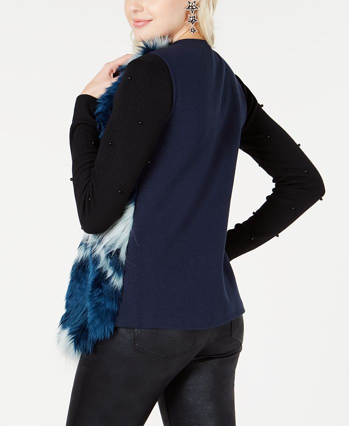 Bar III Faux-Fur Patchwork Vest, Created for Macy's - Macy's