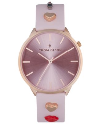 Thom Olson Women's Pink Leather Strap Watch 40mm - Macy's