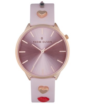 Thom Olson Women's Pink Leather Strap Watch 40mm - Macy's