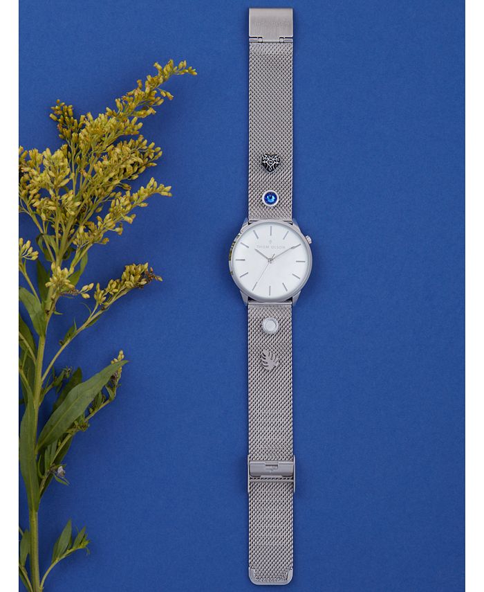 Thom Olson Women's Silver-Tone Mesh Bracelet Watch 34mm - Macy's