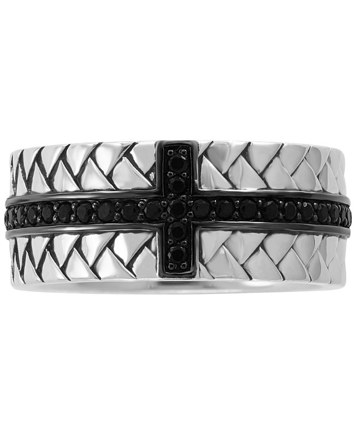EFFY Collection EFFY® Men's Black Sapphire East-West Cross Ring (1/2 ct ...