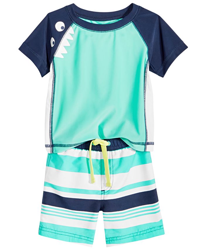 First Impressions Baby Boys 2-Pc. Monster & Striped Rash Guard Set ...
