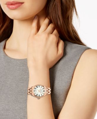 Hamilton Women's Swiss Automatic Jazzmaster Wave Rose Gold-Tone PVD ...